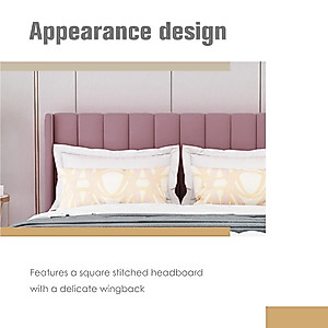 AGARTT Upholstered Platform Bed Frame Twin Size with Headboard and Footboard/Wooden Slats Support/No Box Spring Needed/Easy Assembly,Pink Velvet