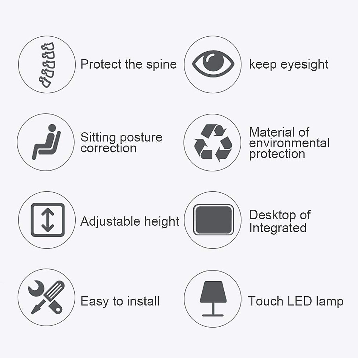 LVYUAN Height Adjustable Children's Desk and Chair Set, Spacious Storage Drawer, with Adjustable Tilted Desktop, Bookstand, Touch Led Lamp for School Students, Kids Interactive Workstation