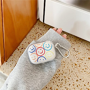 MINSCOSE Cute Airpod Pro Clear Case with Keychain, Cartoon Smiley Face Design Soft Silicone Smooth Shockproof Compatible with Airpods Pro Charging Case for Girls Kids Women