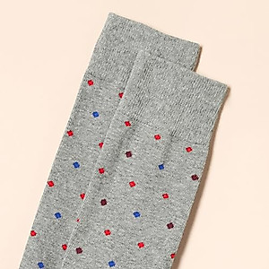 Amazon Essentials Mens Comfortable Patterned Dress Socks, 5 Pairs, Black/Burgundy/Dark Grey/Grey/Stripe, Size 8-12