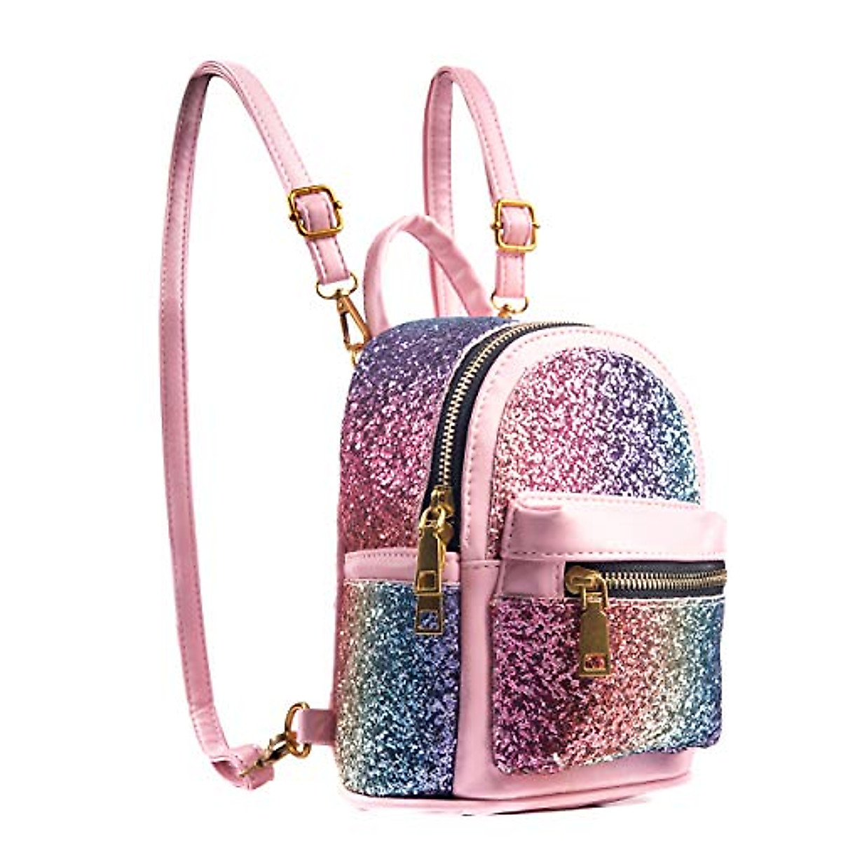 SEALINF Women Girl Bling Mini Backpack Convertible Shoulder Cross Bags Purse (pink-2)