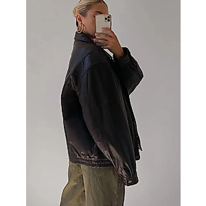 90's Oversized Bomber Jacket Retro Vintage Classic Leather Jacket | women jacket