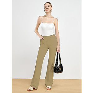 Tapata Women's 28''/30''/32''/34'' Stretchy Bootcut Dress Pants with Pockets Tall, Petite, Regular for Office Work Business 32",Oatmeal,M