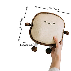 RELIGES Toast Bread Plush Pillow,Cute Simulation Bread Shape Pillow Soft Lumbar Back Cushion Plush Stuffed Toy for Home Decor (Unhappy)