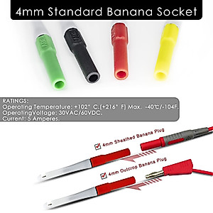 BOCEUC Piercing Clip Test Probe, 0.7mm Test Probe Pins, Non-Destructive Insulation Wire Piercing Needle, Piercing Probes Set for Banana Socket Plug Car Tester (4 Pcs)