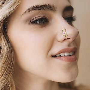 PIANOZZ African Nose Cuff for Women Non Piercing Fake Nose Ring Adjustable Clip on Nose Ring for Men Fake Piercings (12pcs)