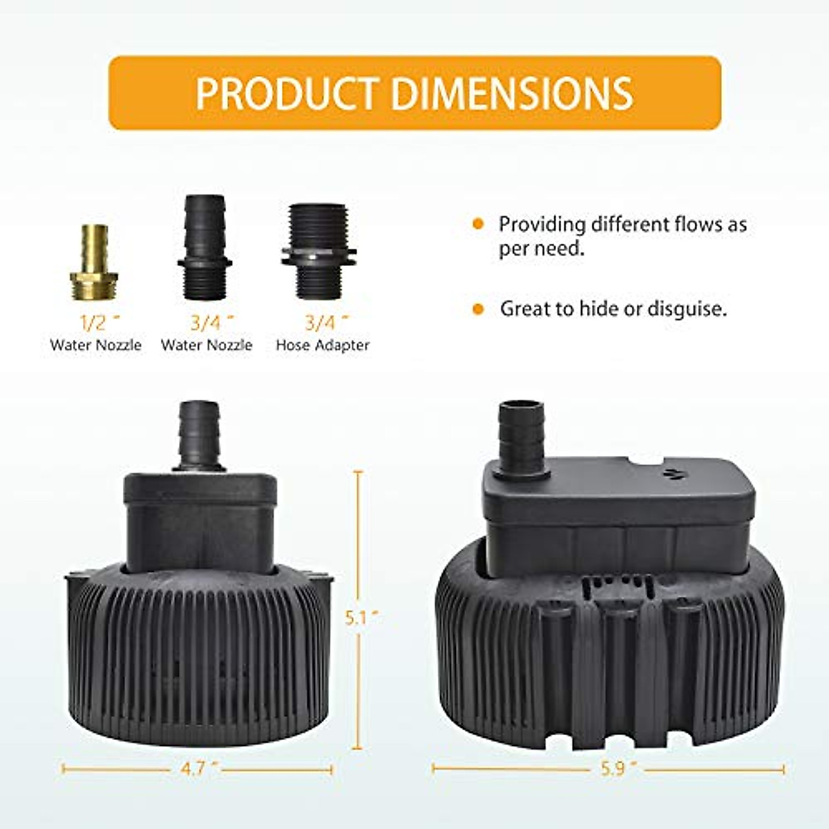 Pool Cover Pump Above Ground Sump Pumps Water Pump 850GPH Water Removal With 3 Adapters 16ft Drainage Hose (Black)