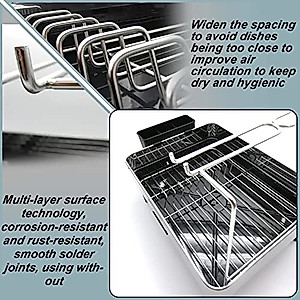 CELESTIAL KITCHEN Dish Drying Rack – Large Capacity Stainless Steel Dish Drainers for Kitchen Counter with Wine Glass Holder, Cutlery Holder – Heavy Duty Drain Board – Easy to Clean and Elegant