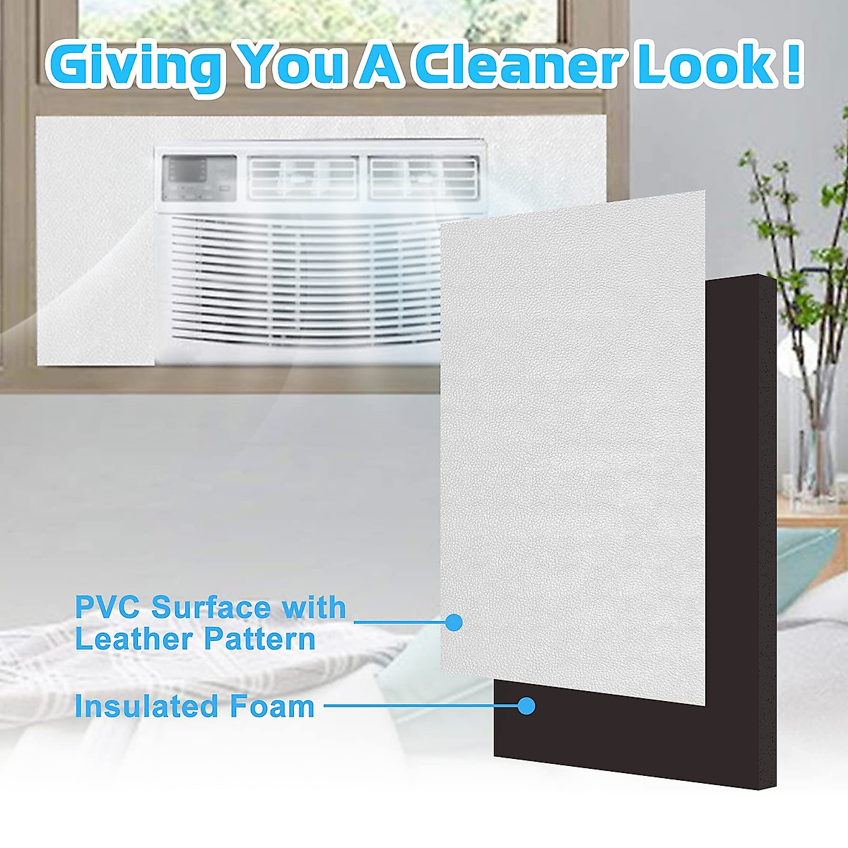 Air Jade Window Air Conditioner Side Panels, Full Surround Insulated Foam Cover for Indoor Window AC Unit, Window AC Seal Kit for Summer and Winter, White