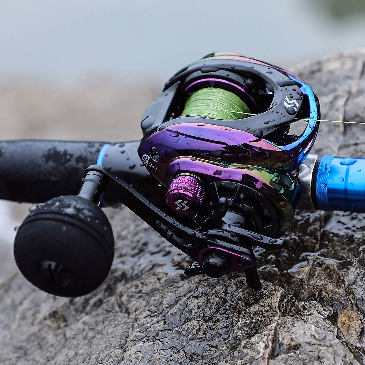 Sougayilang Baitcasting Reels - Colorful Fishing Reel, High Speed Baitcaster with 9+1 Ball Bearings, Gear Ratio 8.0:1, Magnetic Brake System Power Handle Casting Reels -Right Handed-Colorful