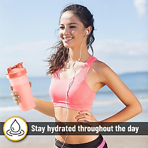 Mr. Pen- Shaker Bottles for Protein Mixes with Twist Cap, 28 oz, Coral Pink Protein Shaker Bottle with Wire Whisk Ball, Shaker Cup, Mixer Bottle, Protein Shake Bottles, Protein Shake Bottle