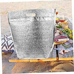 SOLUSTRE Food Bag 6Pcs Shopping Storage hot Metal zipper zip tote aluminum Baking Food food take out food ice Disposable tote Food Thermal Bag