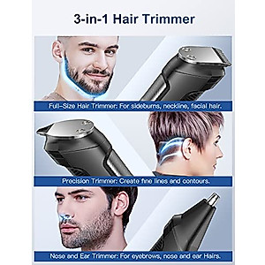 Beard Trimmer Hair Clipper for Men, All-in-One Men’s Grooming Kit with Cordless Rechargeable Hair Trimmer Nose Trimmer Electric Shaver, Stainless Steel Blades for Painless Facial & Body Hair Removal
