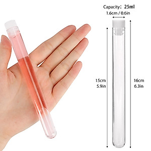 SUPERLELE 48 Pack Plastic Test Tubes with Caps, 16x150mm(25ml) Plastic Tubes for Plants, Lash Wands, Party Supplies, Scientific Experiments