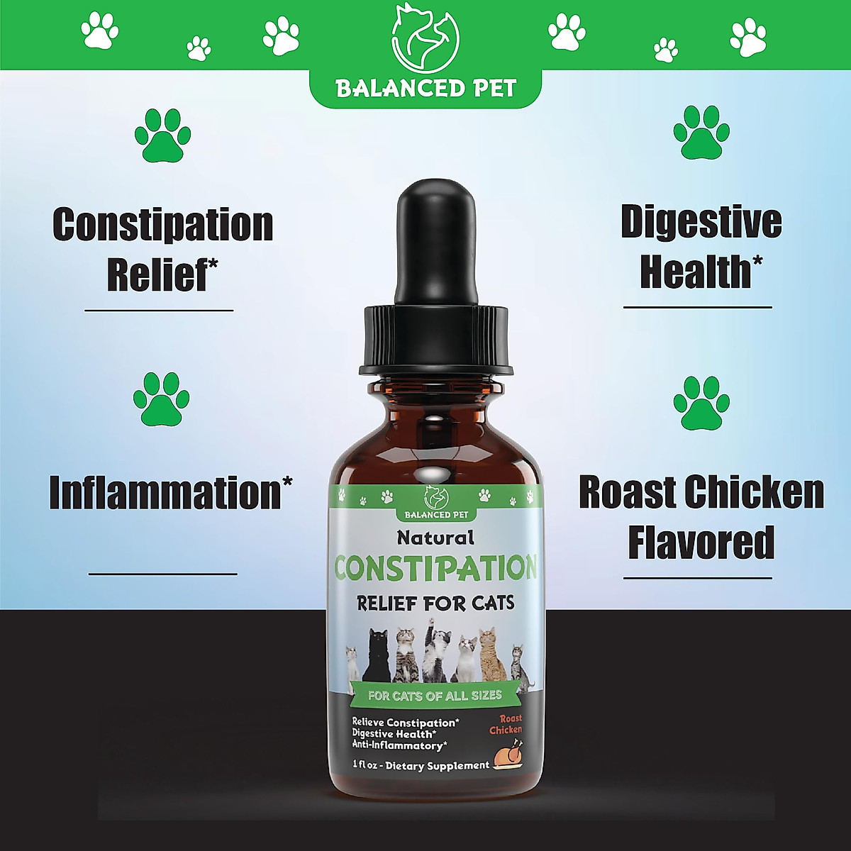 Natural Cat Constipation Relief :: Cat Laxative :: Cat Laxative Constipation Relief :: Constipation Relief for Cats :: Constipation Relief for Cat :: Cat Constipation :: 1 fl oz :: Chicken Flavor