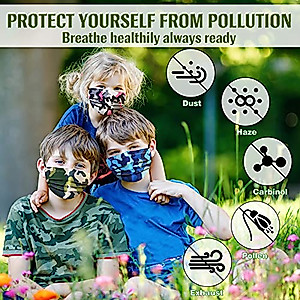 Kids Disposable Face Masks With Design, 50 PCS Individually Wrapped Masks for Boys and Girls, 3-ply Large Size For Children’ Care - 5 Camo Patterns