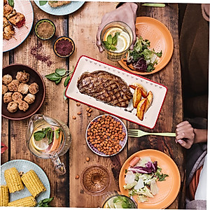 ADOCARN 1pc Pottery X Plate Bread Pasta Microwave Style Gnomes Event Small Baking Display Platter Snacks Japanese Use Dessert Chips Home Serving Salad Oval Decor Platters Restaurant