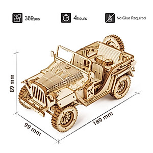 ROKR 3D Wooden Puzzle for Adults Mechanical Car Model-DIY Building Vehicle Kits-Brain Teaser Toys-Gift for Men Women on Birthday/Christmas Day (Army Field Car)