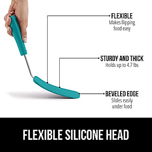 Gorilla Grip Silicone Spatula and Meat Tenderizer, Flexible Silicone Spatula Size 11.6 Inch, BPA Free Heat Resistant, Spiked Side Meat Tenderizer, Both In Turquoise Color, 2 Item Bundle