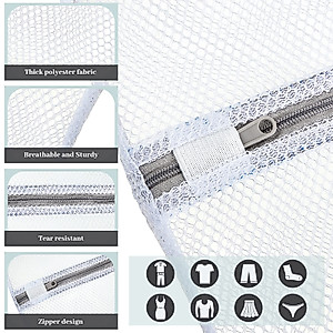 20 Pcs White Mesh Laundry Bags for Delicates with Zipper Laundry Wash Bag Net Lingerie Bag Organizer Washing Machine for Clothes Bra Garment Sock Underwear Blouse Hosiery Stocking Dryer Travel