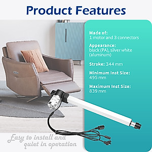 Okin Motor Model JLDQ.19B.495.344Z01 for Power Recliner Bed Motor Actuator Replacement, Electric Sofa Lift Chair Part Replacement for JLDQ.19B.495.344Z