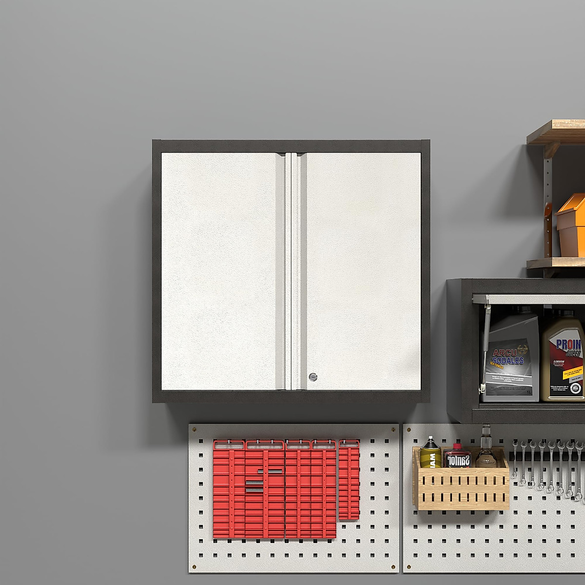 JAORD Metal Wall Cabinet, Garage Wall Cabinet, Small Storage Cabinet, Wall-Mounted with Lock Door,Garage Storage Cabinet with Adjustable Shelf for Office Home,Assembled Require