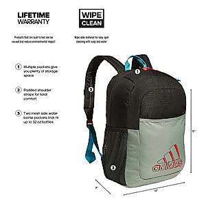 adidas Ready Backpack, Silver Green/Black/Bright Red, One Size