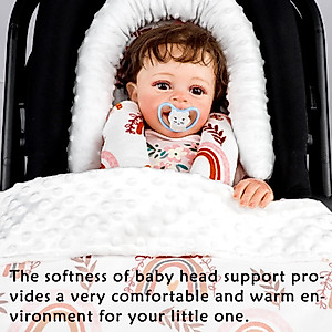 Infant Car Seat Covers and Baby Car Seat Head Support Strap Cover Set for Newborns Ultra Soft Comfortable Minky Dot Fabric Unique Rainbow Pattern