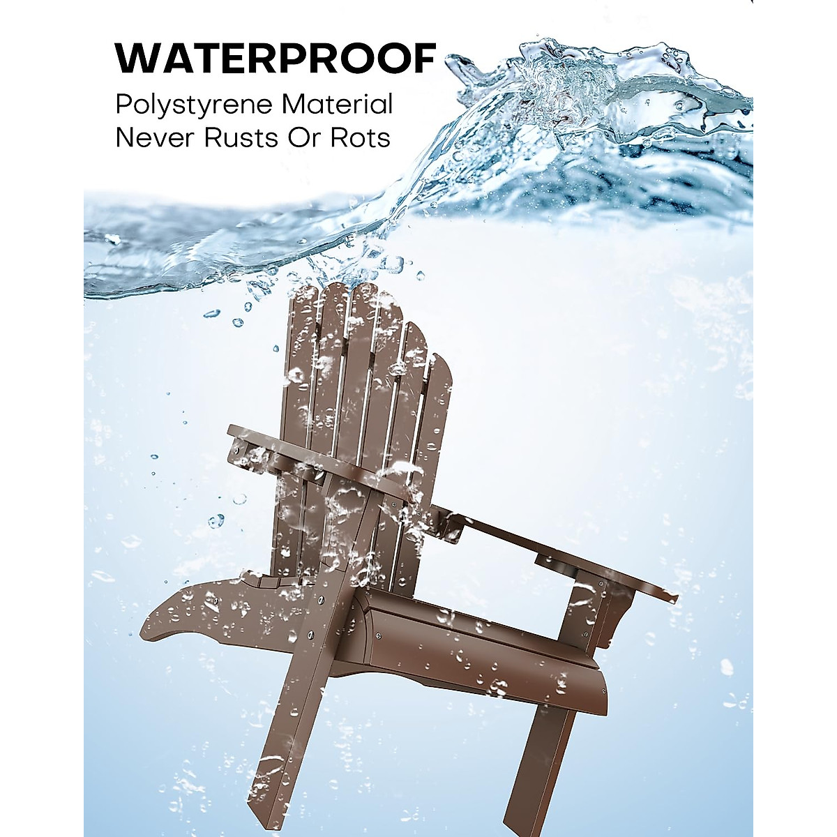 Upstreman Home Plastic Adirondack Chair Set of 1, Outdoor Fire Pit Chair with Cup Holder, Adirondack Patio Chair Weather Resistant for Outside, Porch, Lawn, Garden- A1, Coffee