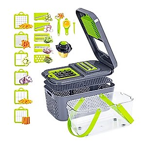 Chopper Vegetable Cutter 22-in-1, Mandoline Slicer with 13 Blades, with Container | Cutter | Egg Slicer | Cheese Grater | Veggie Dicer | Onion Mincer Chopper