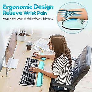 Gimars Superfine Fiber Widen Memory Foam Set Nonslip Mouse Pad Wrist Support & Keyboard Wrist Rest Support for Office, Computer, Laptop & Mac & Comfortable & Lightweight for Easy Typing & Pain Relief