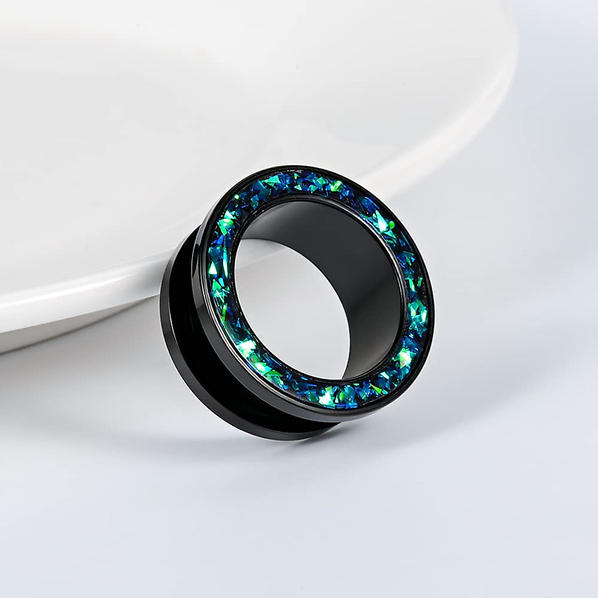 TBOSEN 6PCS Set Black Fashion Screw Fit Ear Tunnels Plugs Gauges Stainless Steel Expander Stretcher Piercing Jewelry 0g-1" in 8mm-25mm(0g)