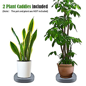 Planter Caddies Movable with Wheels 10.4" Pack of 2, Heavy Duty Dolly Flower Pot Plant Stand Set Home Decor, Outdoor/Indoor Planter Rack with 360° Rolling Tray Trolley Casters, Grey