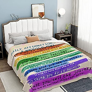 GERMSLAP Positive Affirmation Blanket Gifts, Mental Health Blanket Gifts, Christian Inspirational Spiritual Gifts for Women Men for Birthday, Christmas - Daily Affirmation 60"x50"