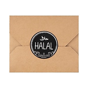 Restaurantware Label Tek 2 Inch Tamper-Evident Stickers For Halal 500 Rolled Tamper Seal Stickers - Chalkboard Design For Safe Food Delivery Black With White Font Plastic To Go Stickers