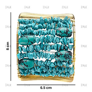 BiiU Elegant bracelet/Hand Cuff jewellery made up of golden metal and semi precious stones, MediumTurquoise
