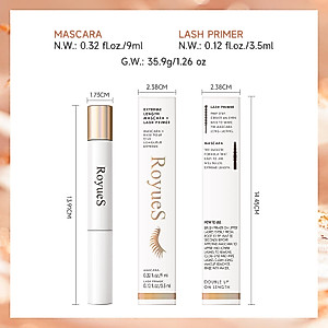 Easilydays Black Mascara for Eyelashes Waterproof, Double-ended 2-in-1 Lash Primer & Mascara Duo, Primer Styling Cream, Long-Lasting Smudge-Proof Mascara Black Slender, Dense Thick Curling for Eye Makeup, No Clumping