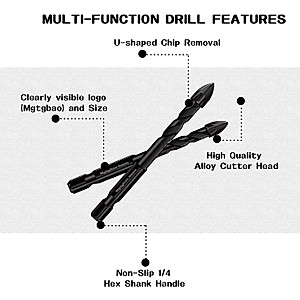 10PC 3/16 inch Black Concrete Drill Bit Set, Mgtgbao 5MM Masonry Drill Bits for Tile,Brick, Plastic and Wood,Tungsten Carbide Tip Best for Wall Mirror and Ceramic Tile on Concrete and Brick Wall