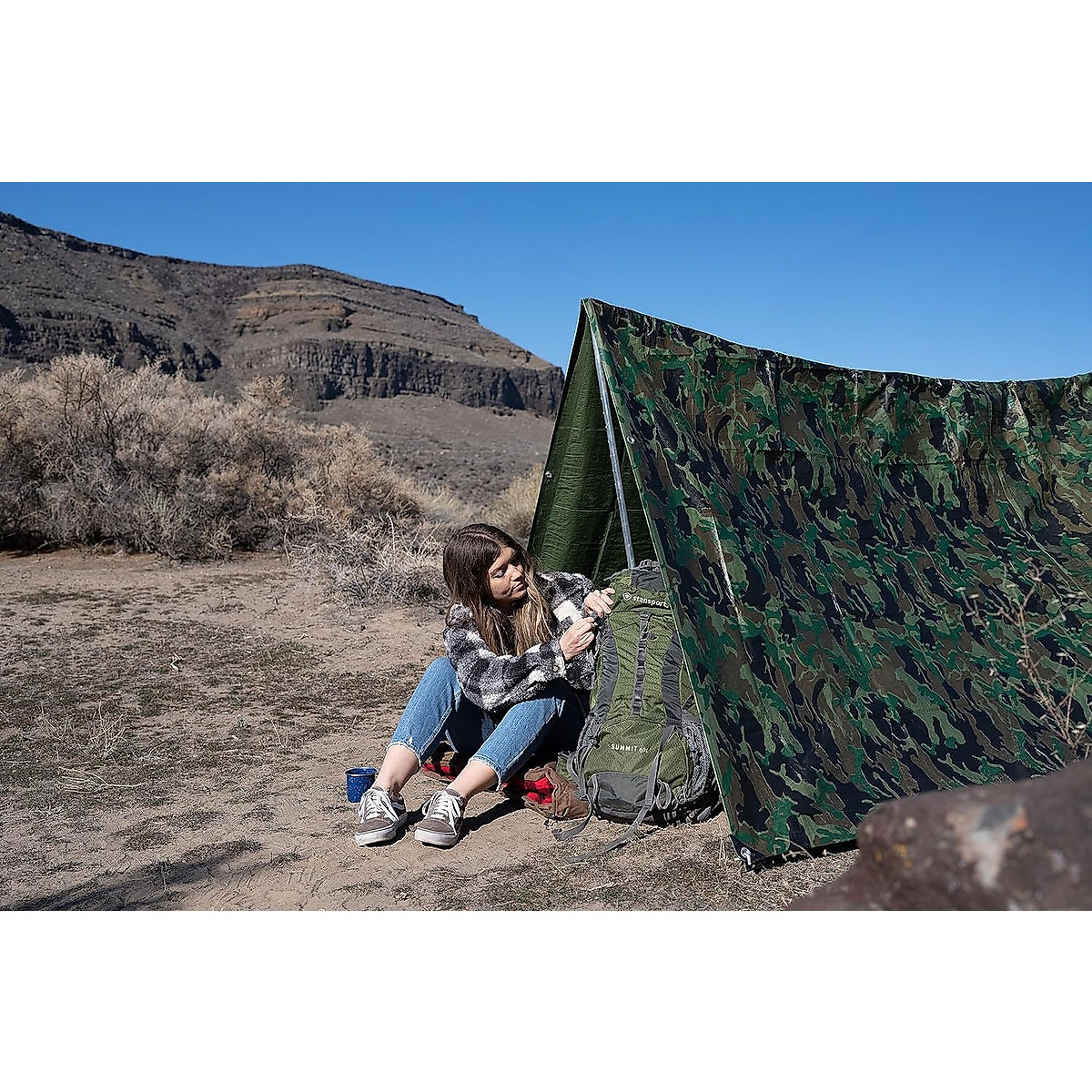 Yosoo Health Gear Waterproof Camping Tarp Ground Cloth, Lightweight Compact Tent Tarp, Multifunctional Outdoor Pocket Blanket with Carrying Bag for Camping, Hiking, Backpacking