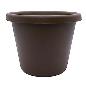 The HC Companies 8.5 Inch Round Classic Planter - Plastic Plant Pot for Indoor Outdoor Plants Flowers Herbs, Chocolate
