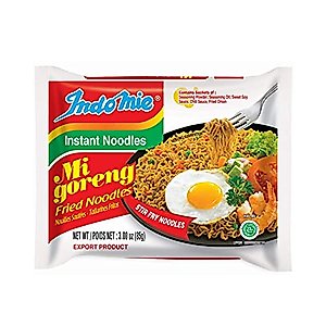 Indomie Mi Goreng Instant Stir Fry Noodles, Halal Certified, Original Flavor, 3 Ounce (Pack of 30)
