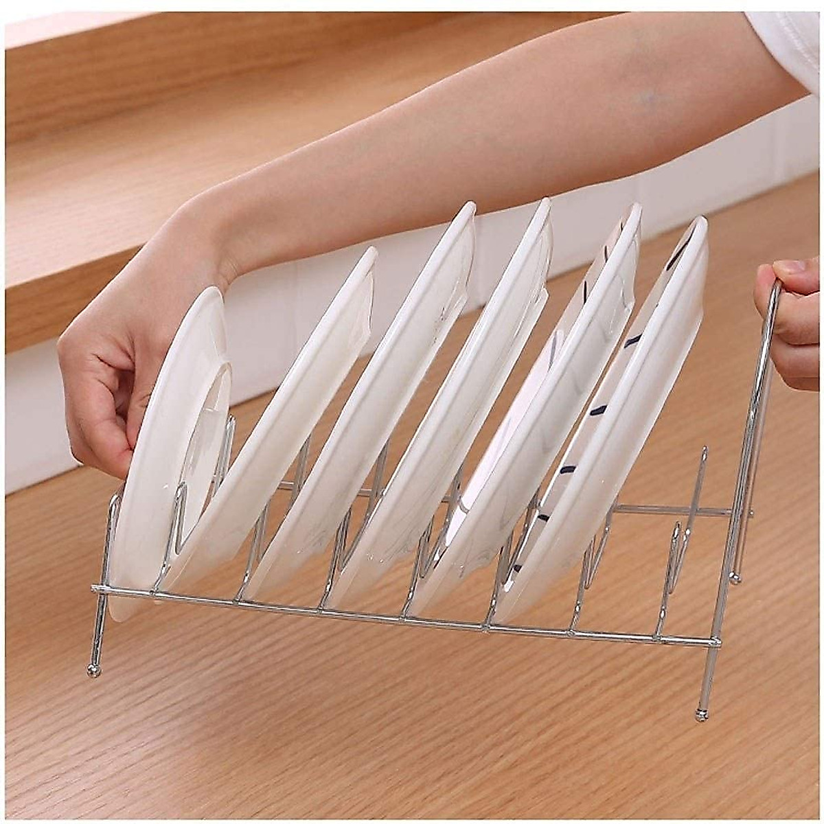 Plate Rack Draining Dish Rack 2PACk Modern Kitchen Countertop Sink Dish Drying Rack, Removable Cutlery Tray Drain Rack And Bowls Pan Plate Holder