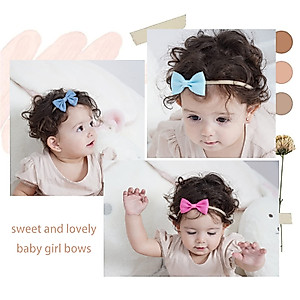 doboi 24pcs Baby Girls Flower and Hair Bows Headbands Soft Nylon Hairbands Elastic Hair Accessories for Newborns Infants Toddlers and Kids