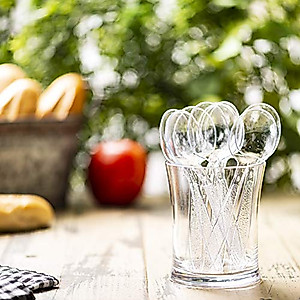 [300 Pack] Heavyweight Disposable Clear Plastic Soup Spoons - Engraved Design