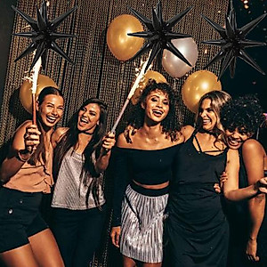 6 Pcs Silver Star Foil Balloons One-Piece 14-Pointed Star Balloons 4D Starburst Cone Mylar Balloons 22inch Christmas Birthday Wedding Wedding Anniversary Party Supplies(Silver)