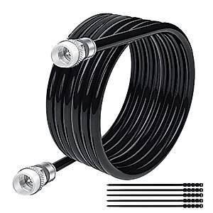 RG6 Coaxial Cable 50 Feet Indoor/Outdoor Direct Burial Coax Cable,Quad Shielded 3 GHZ 75 Ohm F81 / RF Waterproof in-Wall with Rubber Boot,Digital TV Aerial Broadband Internet Satellite Cable +25 Ties