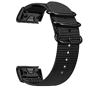 Fintie 22mm Band Compatible with Garmin Fenix 7/Fenix 6/Fenix 5, Quickfit Soft Woven Nylon Sport Strap Compatible with Garmin Fenix 6 Pro/Fenix 5 Plus/Forerunner 935 945/Instinct 1 2/Epix Gen 2 Smartwatch (Black)