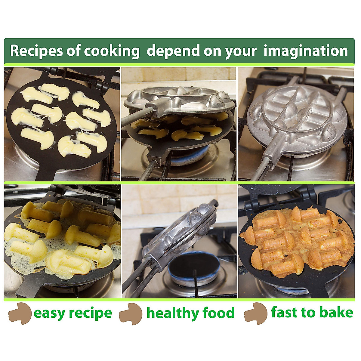 Non-stick Coating Cookie Mold Walnut Mushroom Assorted Tasty Homemade Cookies Baking Tools & Accessories Cookie Presses Bakeware (10 Mushrooms)