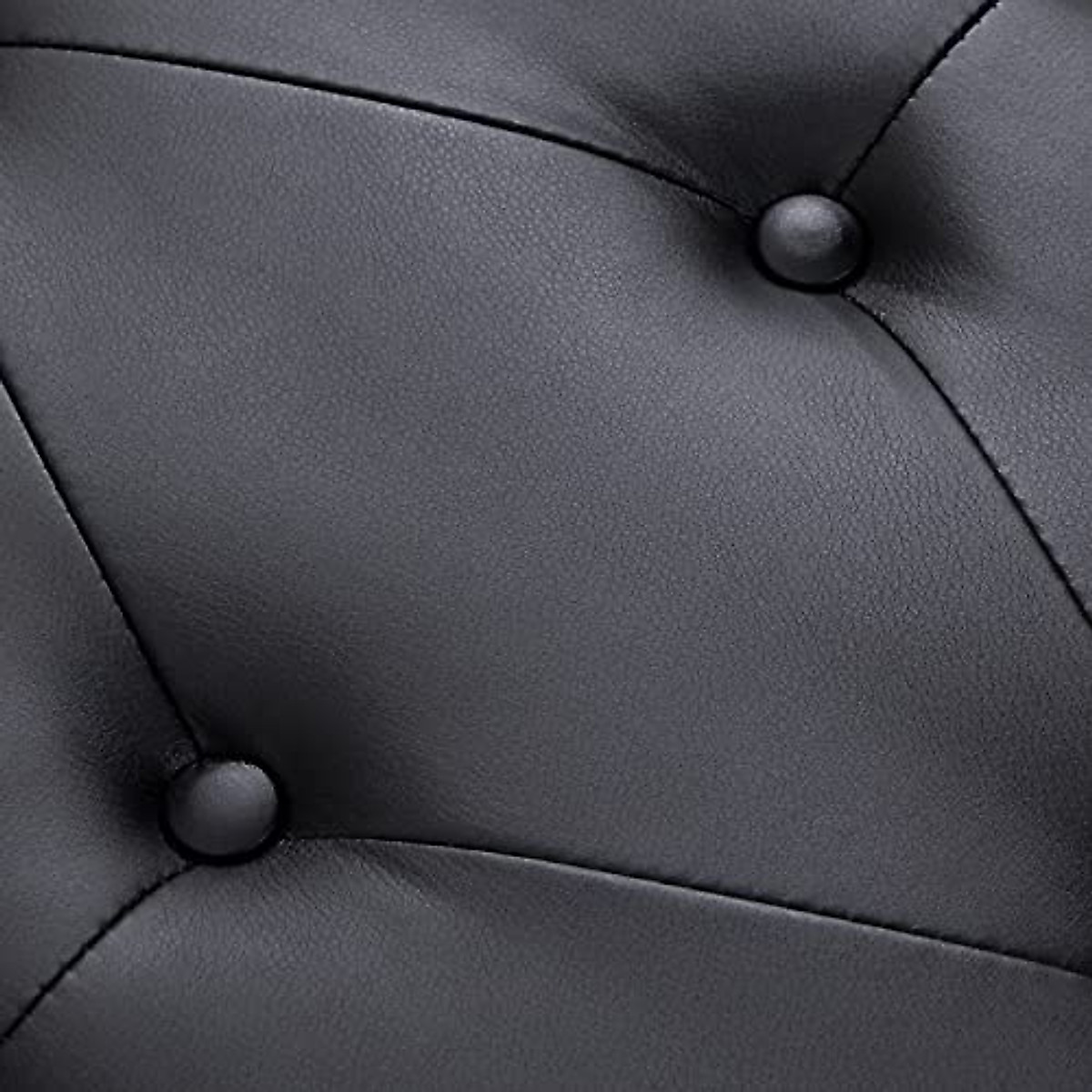 Furnimart Faux Leather Bench Ottoman, Tufted Button Bedroom Benches Footrest in Solid Metal Legs, Long and Dining Bench, Indoor Bench for Entryway Living Room Bedroom (Leather-Black)