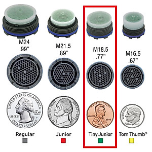 Flow Spray Faucet Aerator Cache 0.5 gpm Eco-Low Flow Hidden insert Aerated Stream with Install Key Standard/Junior/TIny/Tom Thumb (Lime Tiny Junior)